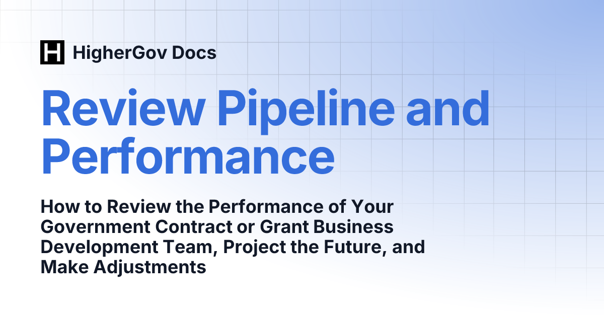 Review Pipeline and Performance | HigherGov Docs